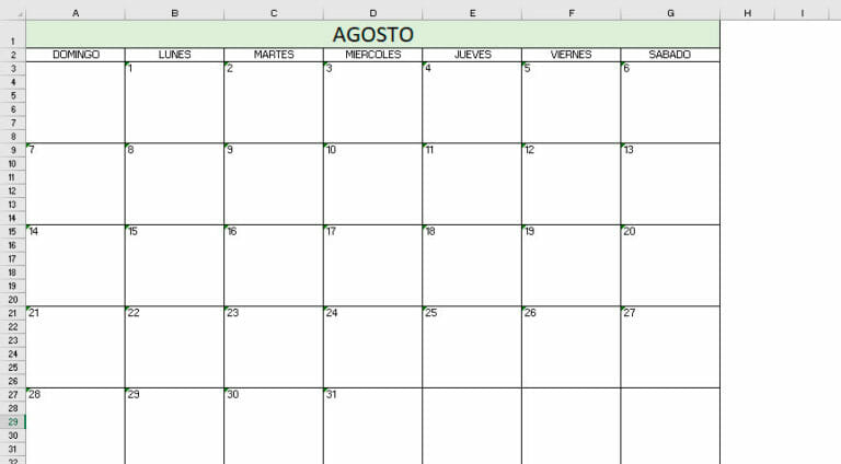 Calendario en Excel - Cómo hacer un calendario paso a paso