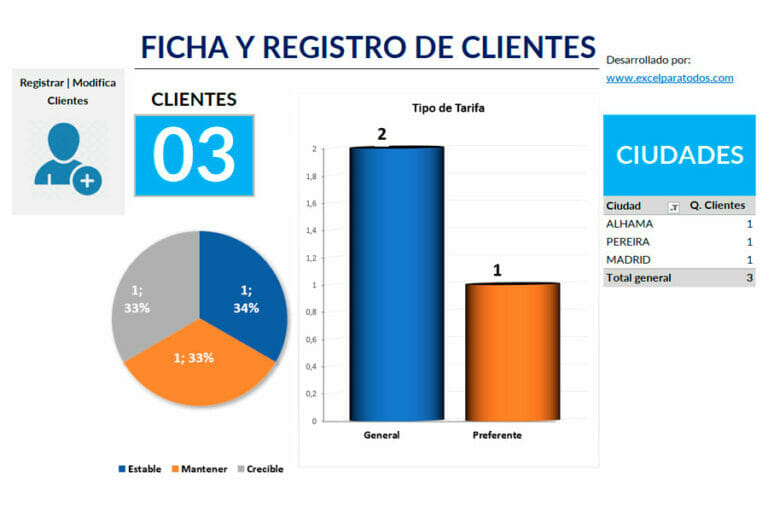 Plantilla Ficha y Registro de Clientes en Excel