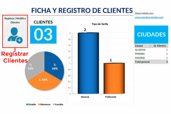 Plantilla Ficha y Registro de Clientes en Excel