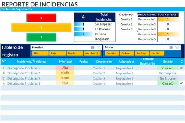 Formato Reporte de Incidencias en Excel | Descárgalo Ahora