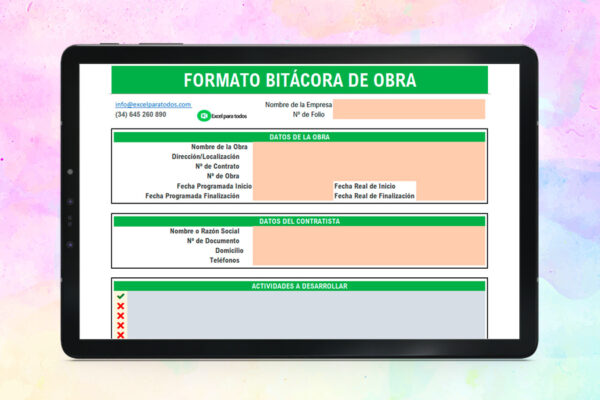 Formato Bitácora de Obra en Excel | Controla Tu Proyecto