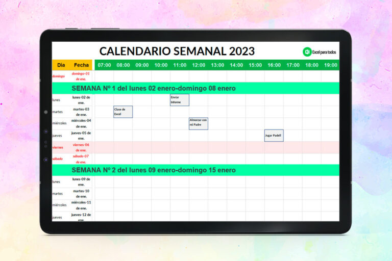 Calendario por Semanas 2023 en Excel | Descarga Gratis