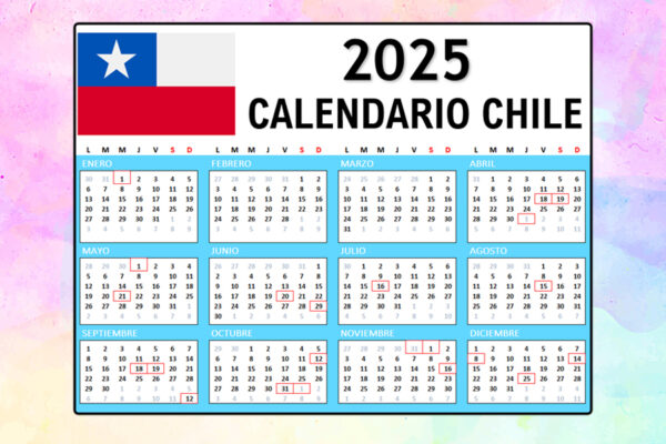 Calendario 2025 Chile con Feriados - PDF y Excel
