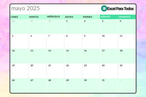 Plantilla Calendario 2025 en Excel y PDF - Descarga Gratis