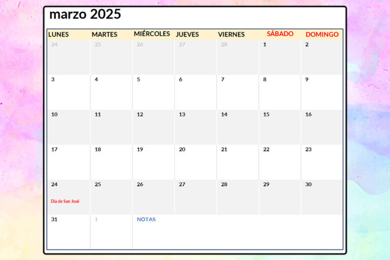 Calendario Colombia 2025 con Festivos - PDF y Excel